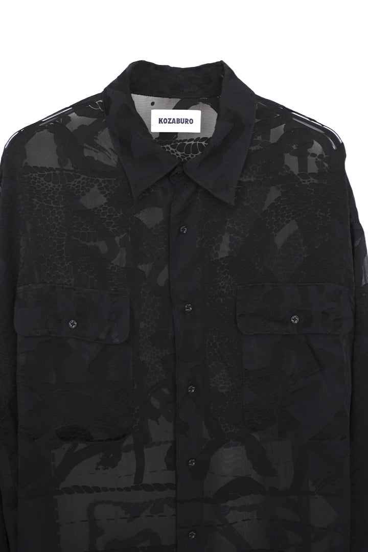 KOZABURO_OPAL BOXY FIT FLAP POCKET SHIRT (Black) – TOBIRA STORE